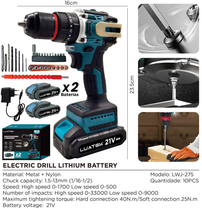 PARAFUSADEIRA – KIT (21V) LWJ-275 – LOOKPOWER
