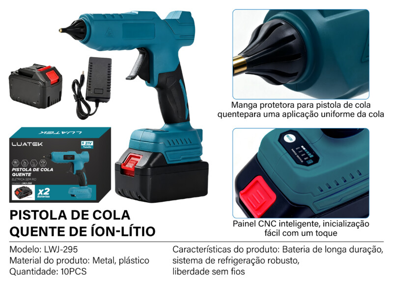 PISTOLA DE COLA QUENTE A BATERIA LWJ-295 – LOOKPOWER